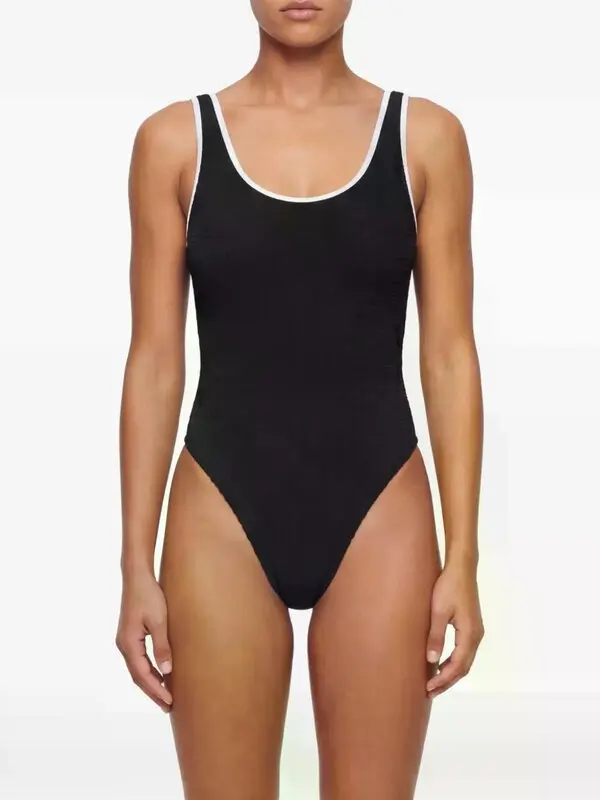 Hunza G Faye Contrast-trim Swimsuit - Black