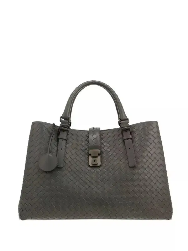 Bottega Veneta 2010s Roma Intrecciato Leather Tote Bag - Grey