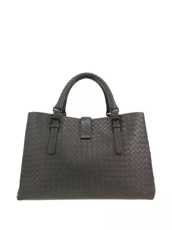 Bottega Veneta 2010s Roma Intrecciato Leather Tote Bag - Grey