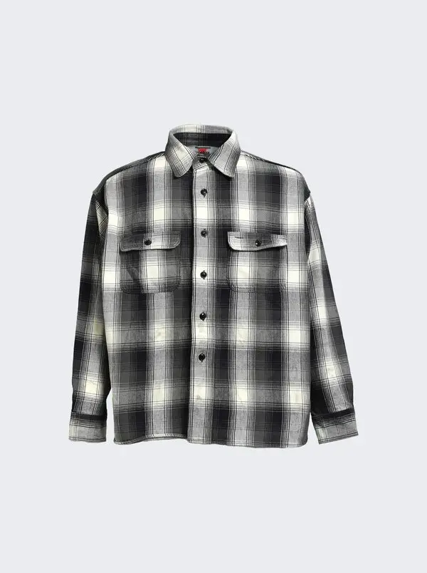 SAINT MXXXXXX X Berberjin Plaid Flannel Shirt Grey - Black
