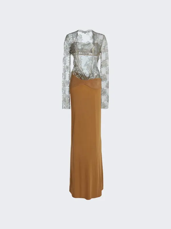 Christopher Esber Lace Jersey Gown With Suede Belt - Multicolor