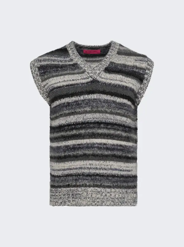 THE ELDER STATESMAN Boucle Mix Stripe Vest - Multi