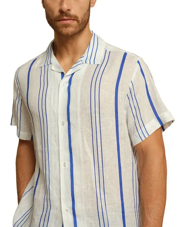 PENINSULA SWIMWEAR Striped Linen Bowling Shirt - La Greca