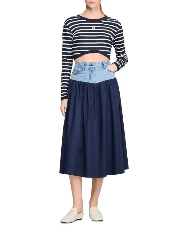Sandro Long Skirt - Navy Blue