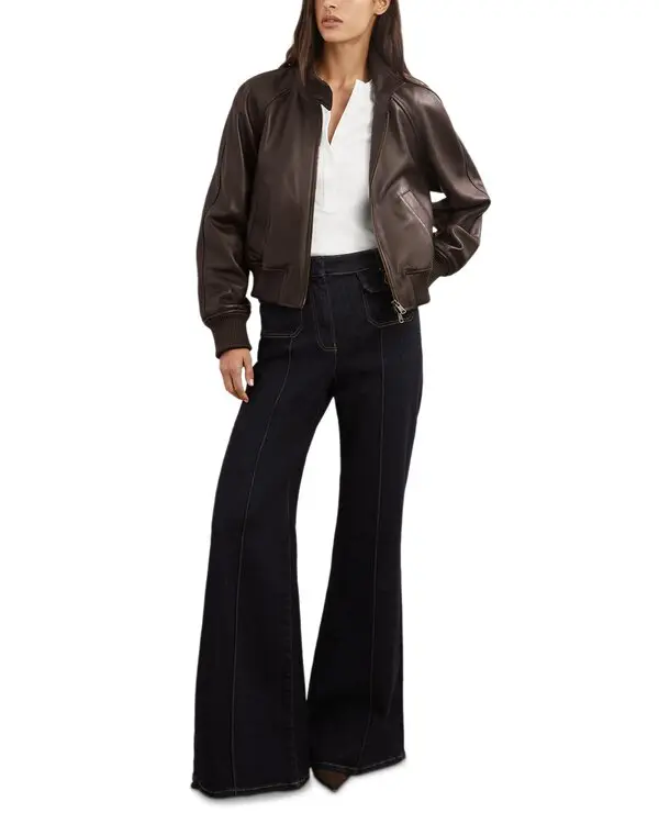 REISS Eloise Cropped Bomber Jacket