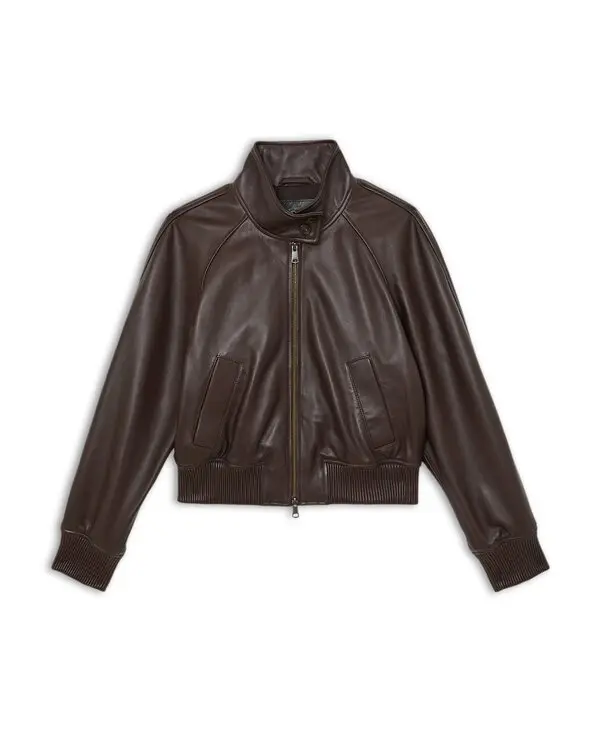 REISS Eloise Cropped Bomber Jacket