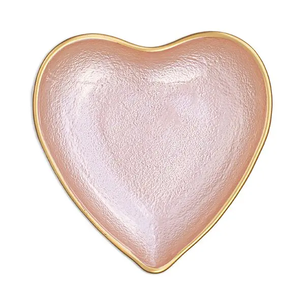 VIETRI Baroque Glass Heart Plate - Pink