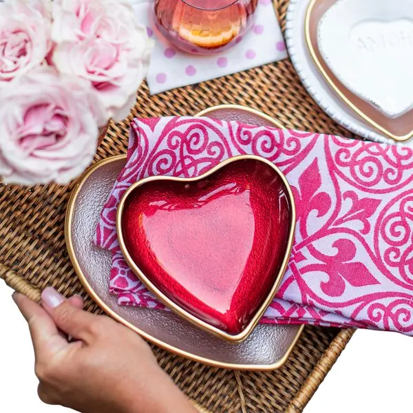 VIETRI Baroque Glass Heart Cocktail Plate