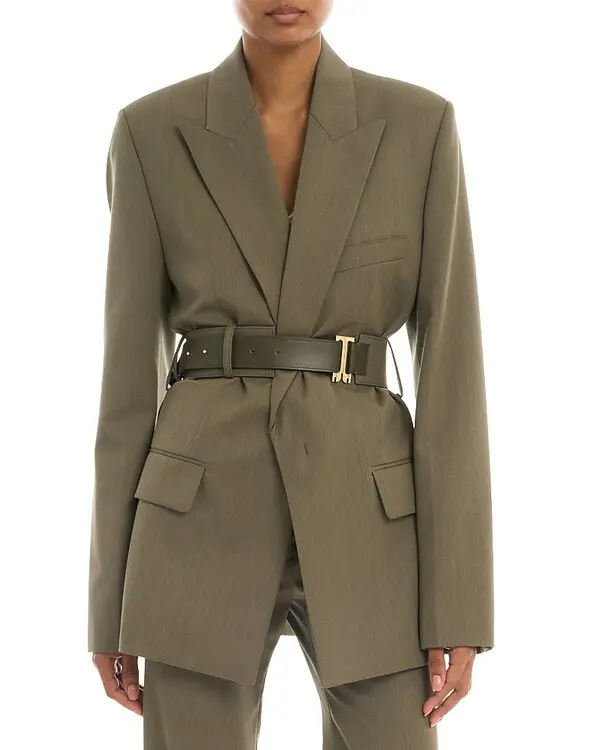 Victoria Beckham Wide Leather Tuxedo Belt - Sage