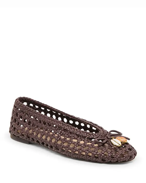 Dolce Vita Cason Charm Woven Flats - Dark Brown Woven Leather