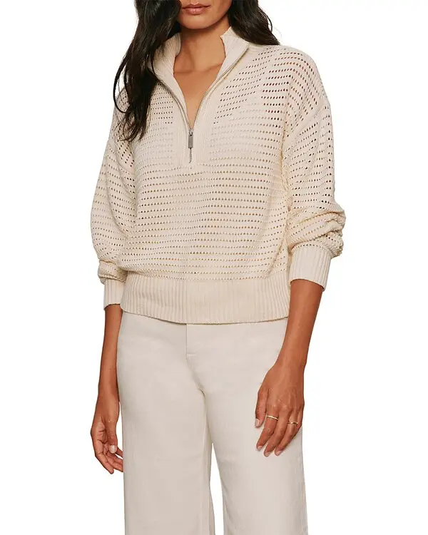 Sanctuary Quarter Zip Openwork Sweater