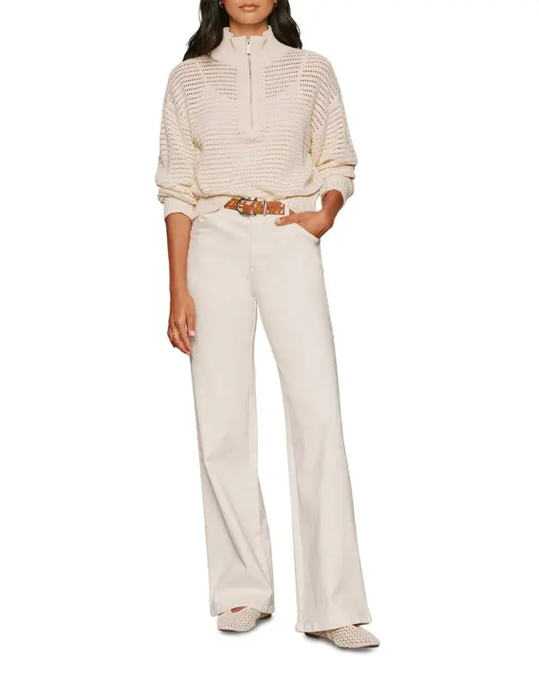 Sanctuary Quarter Zip Openwork Sweater