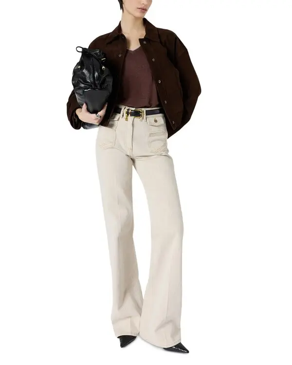 Gerard Darel Mirana Linen V-neck Top - Brown