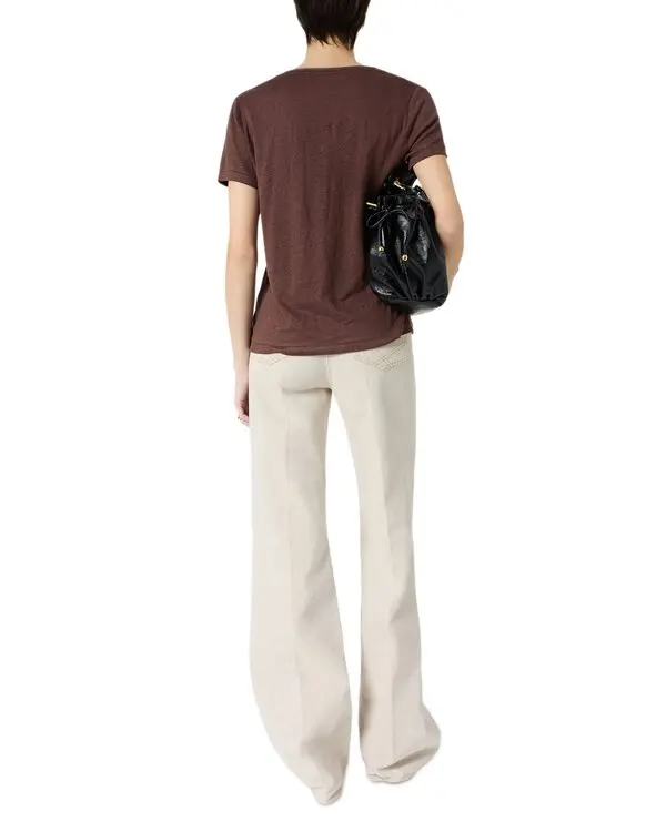 Gerard Darel Mirana Linen V-neck Top - Brown