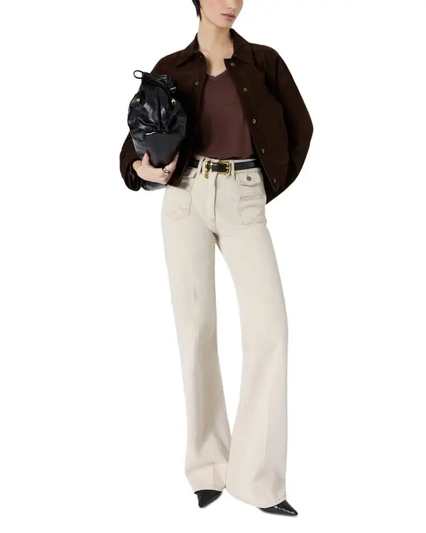 Gerard Darel Mirana Linen V-neck Top - Brown