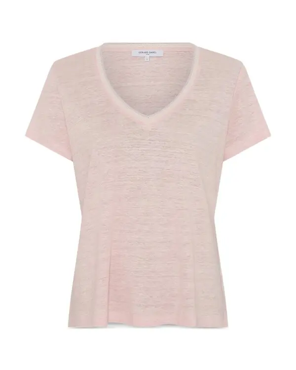 Gerard Darel Mirana Linen V Neck Top - Pink