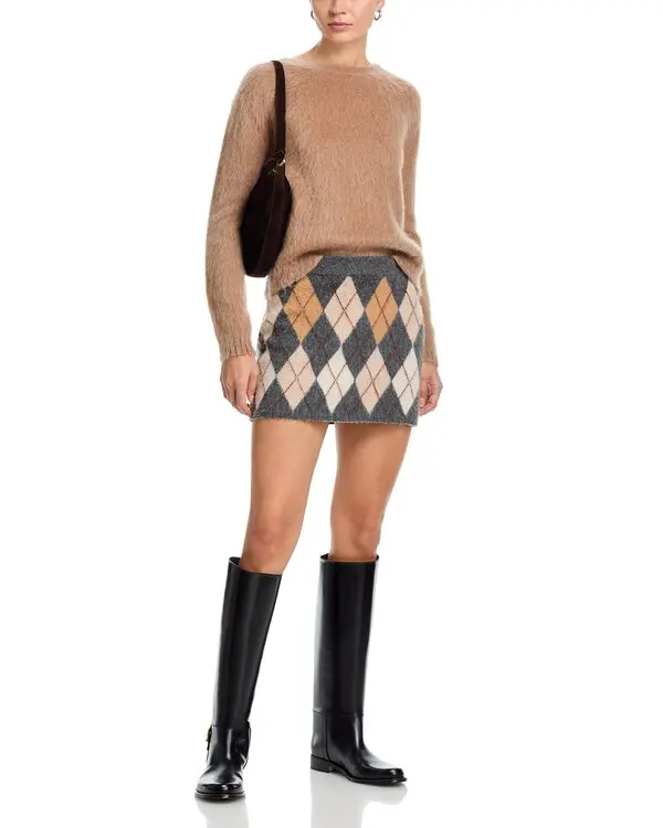 FRAME The Brushed Argyle Skirt - Grey Multi