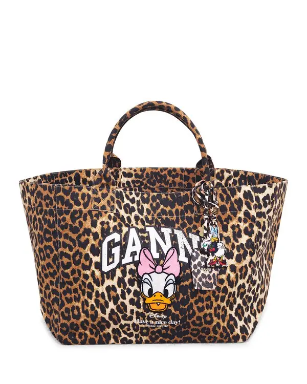 GANNI Xxl Daisy Duck Leopard Print Tote