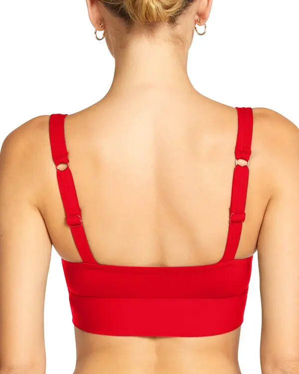 Robin Piccone Ava Tie Front Bikini Top - Fiery Red