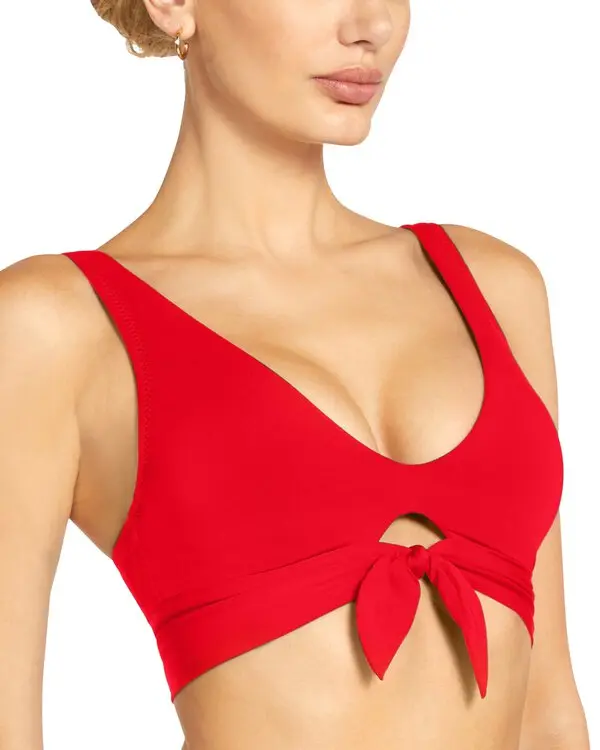 Robin Piccone Ava Tie Front Bikini Top - Fiery Red