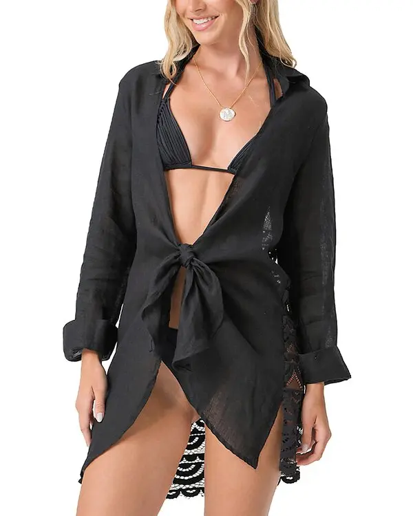 PQ SWIM Lace Millie Tie Cover Up Tunic - Midnight
