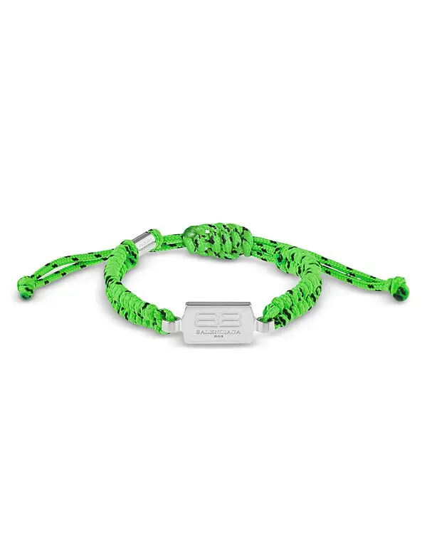 Balenciaga Saint-germain Lace Bracelet - Neon Green/black/shiny Silver