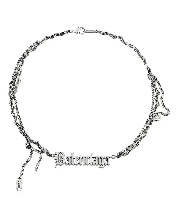Balenciaga Typo Destroyed Necklace - Antique Silver