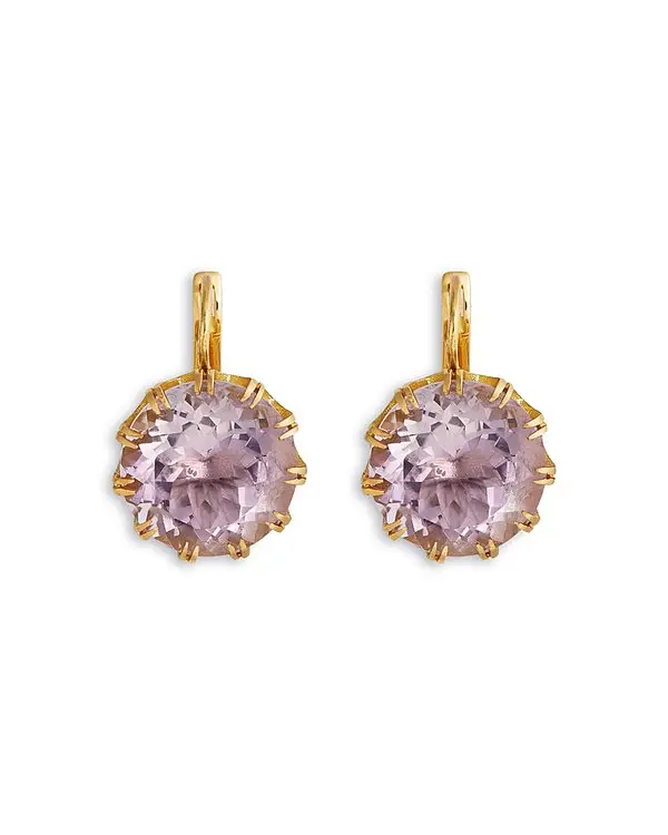 Ileana Makri 18k Fine Crown Pink Amethyst Drop Earrings - Yellow Gold