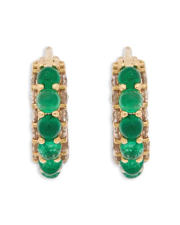 Ileana Makri 18k Emerald And Diamond Hoop Earrings - Yellow Gold