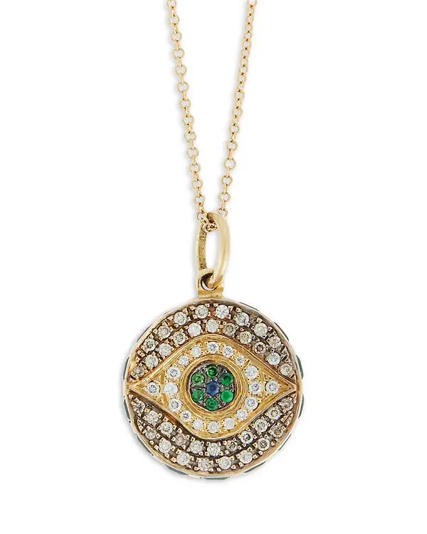 Ileana Makri 18k Fine Evil Eyes Multi Gemstone Pendant - Yellow Gold
