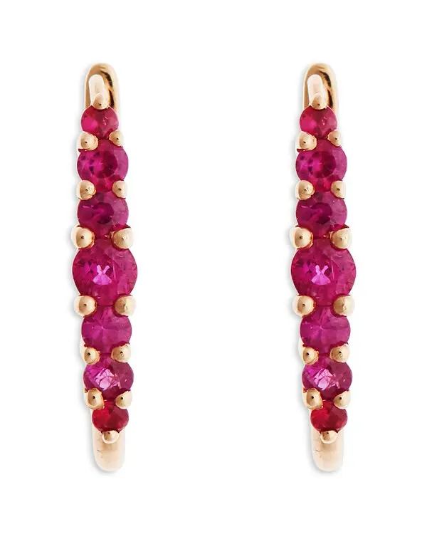 Ileana Makri 18k Fine Rivulet Ruby Hoop Earrings - Rose Gold