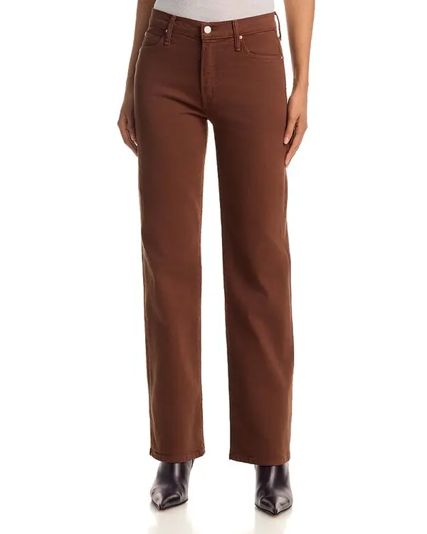 MOTHER The Kick It High Rise Straight Jeans - Bison