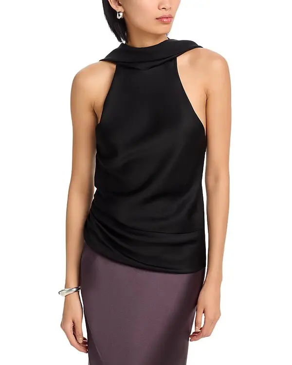 Simkhai Samira Draped Neck Top - Black