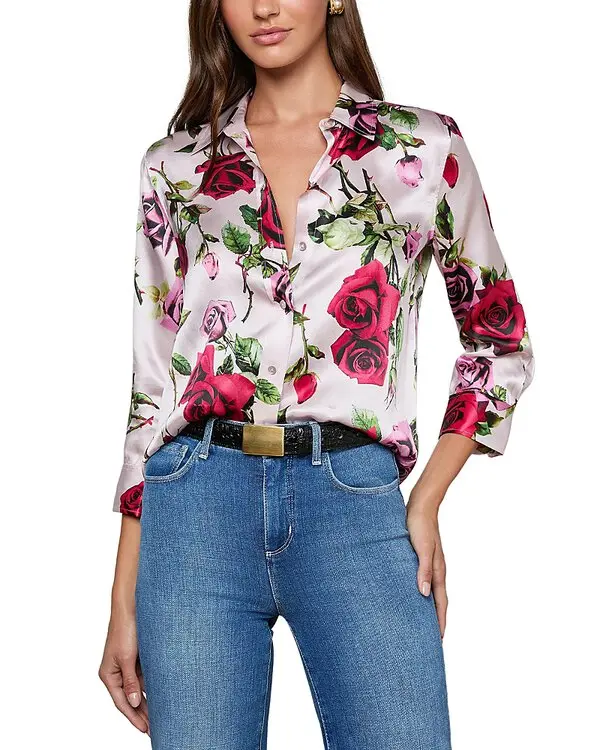 L'Agence Dani Silk Blouse - Pink Multi