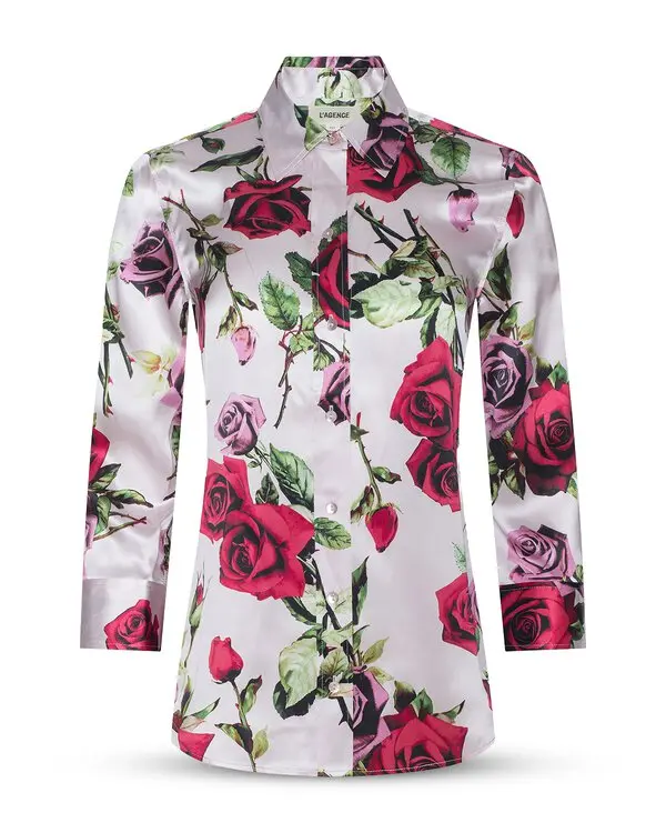 L'Agence Dani Silk Blouse - Pink Multi