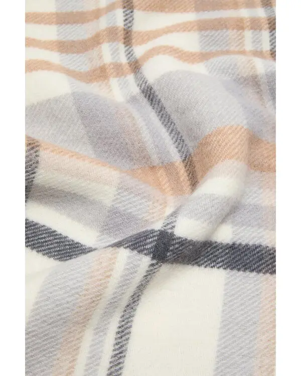 Acne Studios Wool Blend Check Logo Scarf - White/beige