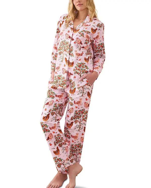 PRINTFRESH Print Fresh Hen House Long Pajama Set - Ballet Pink