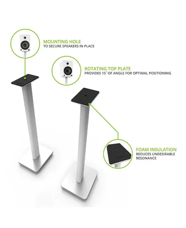 KANTO Sp26pl 26" Bookshelf Speaker Stands With Rotating Top Plates And Cable Management Pair