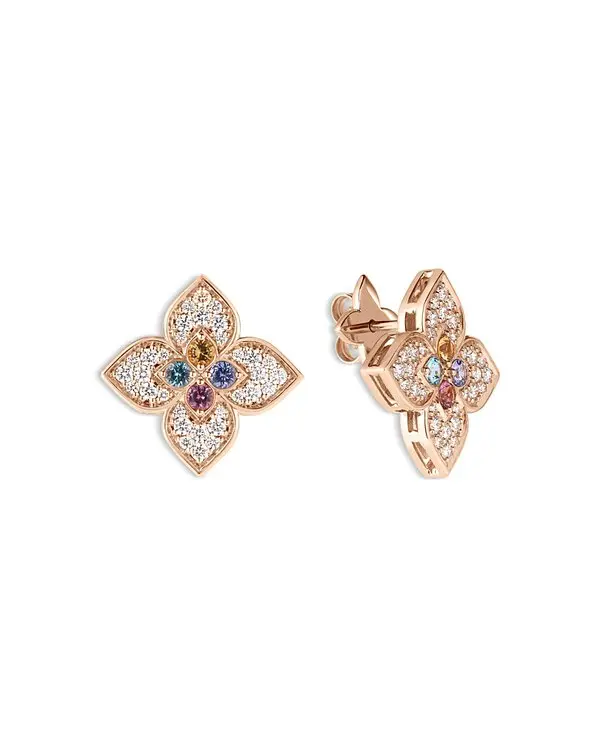 Roberto Coin 18k Venetian Princess Carnival Gemstone And Diamond Flower Stud Earrings - Rose Gold