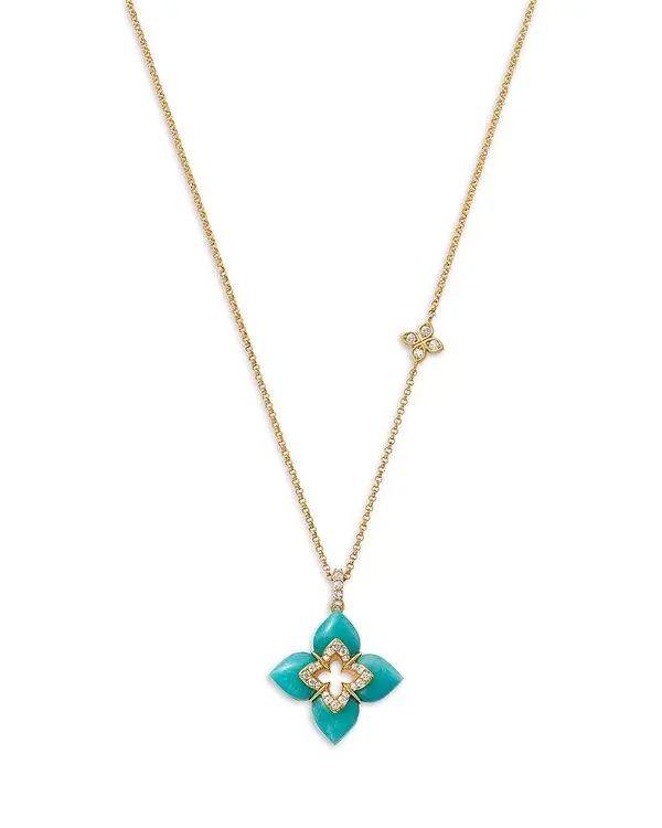 Roberto Coin 18k Yellow Venetian Princess Diamond Pendant Necklace - Blue/gold