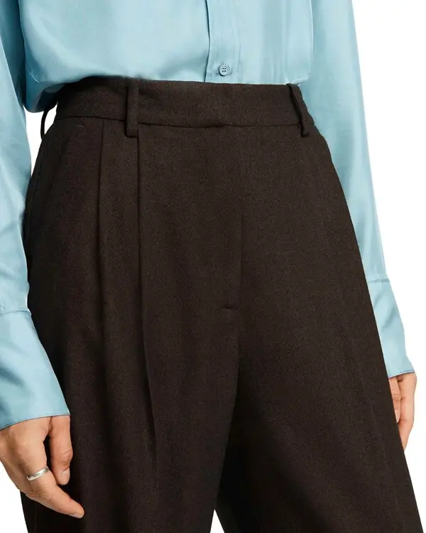 ARGENT Pleated Tapered Trousers - Brown