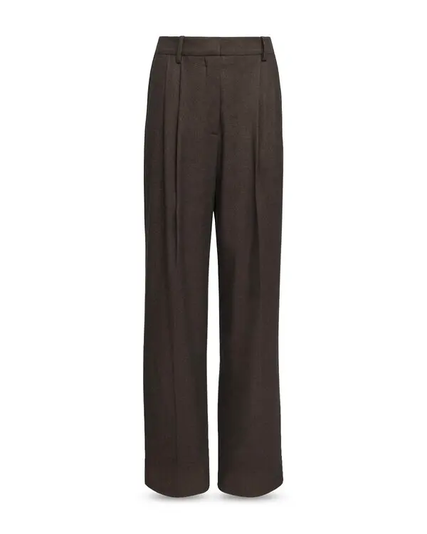 ARGENT Pleated Tapered Trousers - Brown