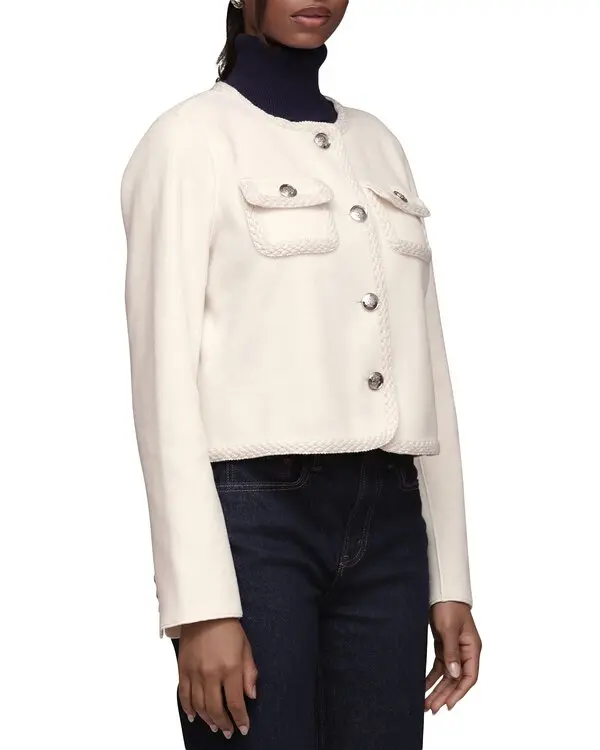 Bagatelle Cropped Jacket With Crochet Trim - Ivory