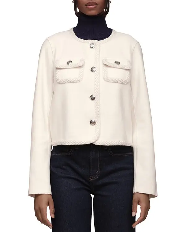 Bagatelle Cropped Jacket With Crochet Trim - Ivory