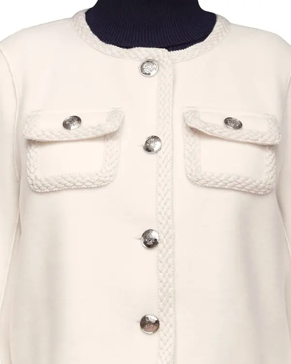 Bagatelle Cropped Jacket With Crochet Trim - Ivory