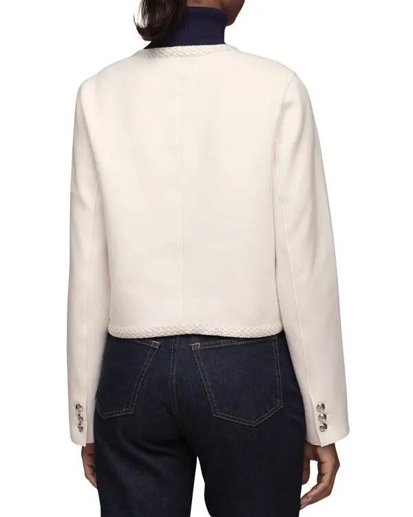 Bagatelle Cropped Jacket With Crochet Trim - Ivory