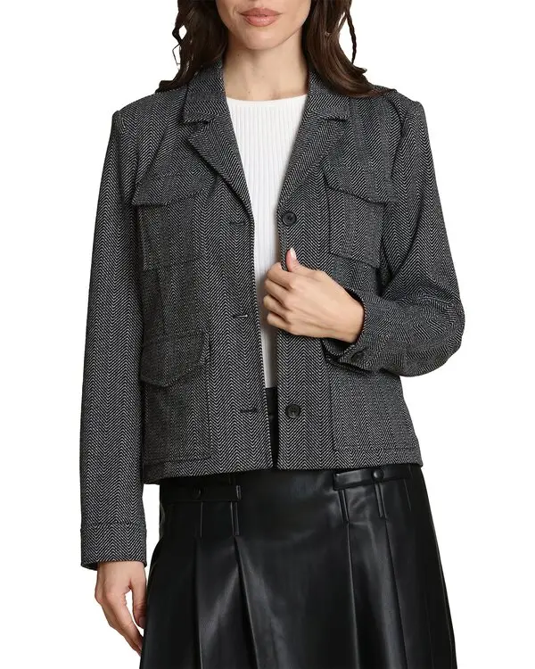Bagatelle Notch Collar Knit Jacquard Jacket