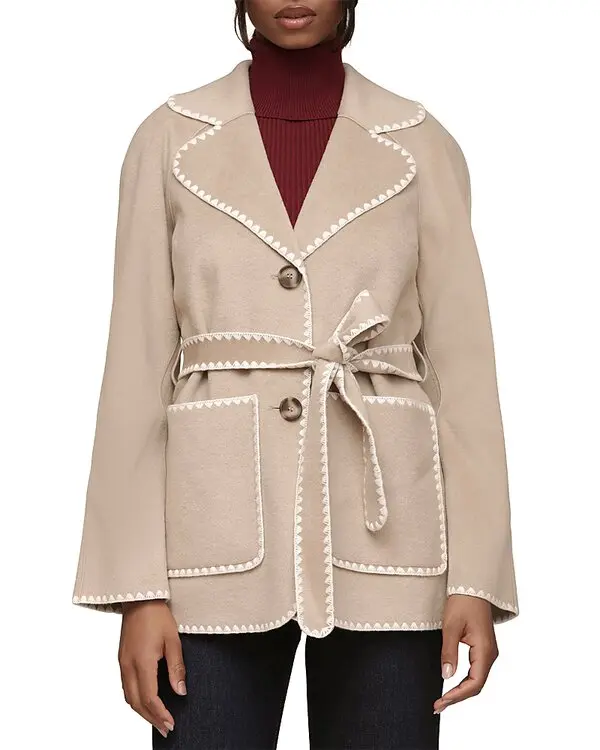 Bagatelle Belted Jacket With Crochet Trim