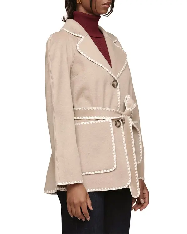 Bagatelle Belted Jacket With Crochet Trim