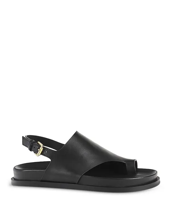 Agl Leather Flat Sandals - Nero